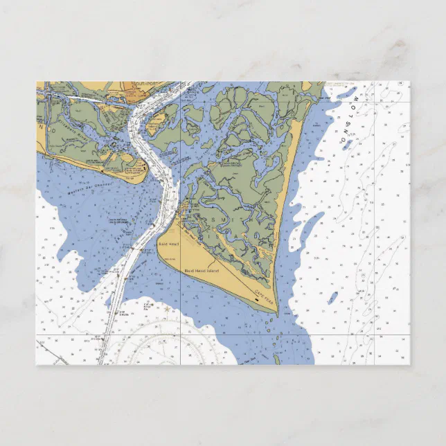 Cape Fear, NC Nautical Chart Postcard | Zazzle