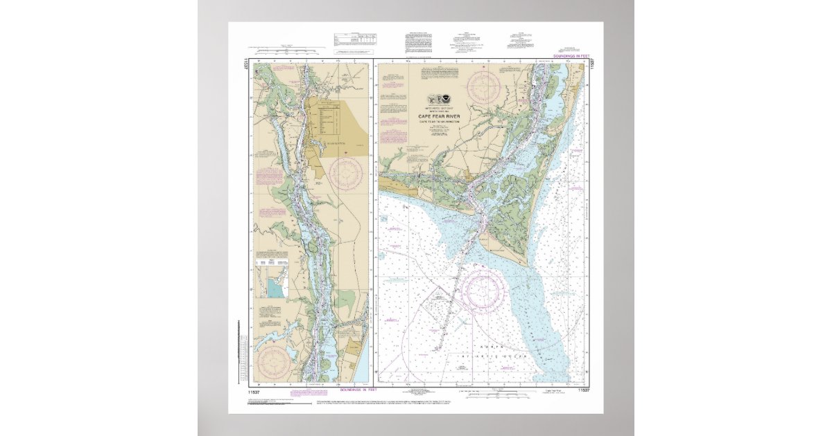 Cape Fear River Nautical Chart 11537 | Zazzle