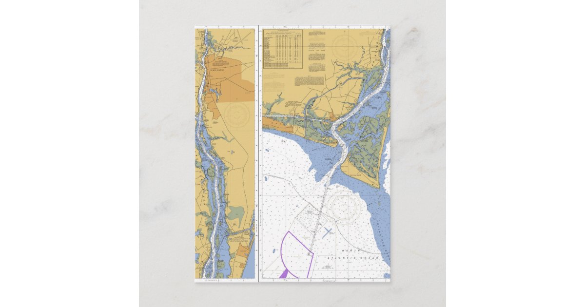 Cape Fear River, NC Nautical Chart Postcard | Zazzle