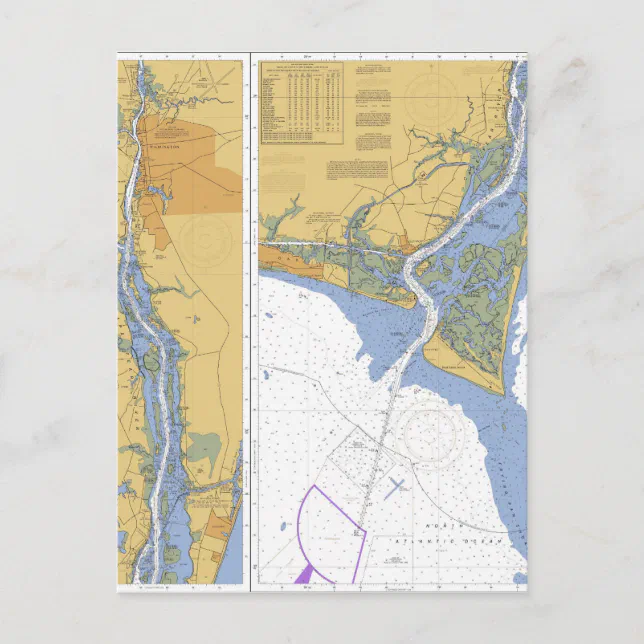 Cape Fear River, NC Nautical Chart Postcard | Zazzle