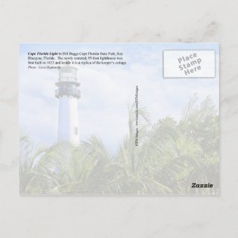 Cape Florida Lighthouse, Key Biscayne Postcard | Zazzle