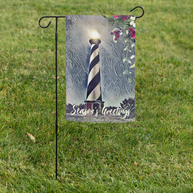 Cape Hatteras Lighthouse OBX Season's Greetings Garden Flag | Zazzle