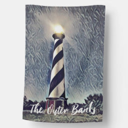 Cape Hatteras Lighthouse Outer Banks OBX NC House Flag | Zazzle