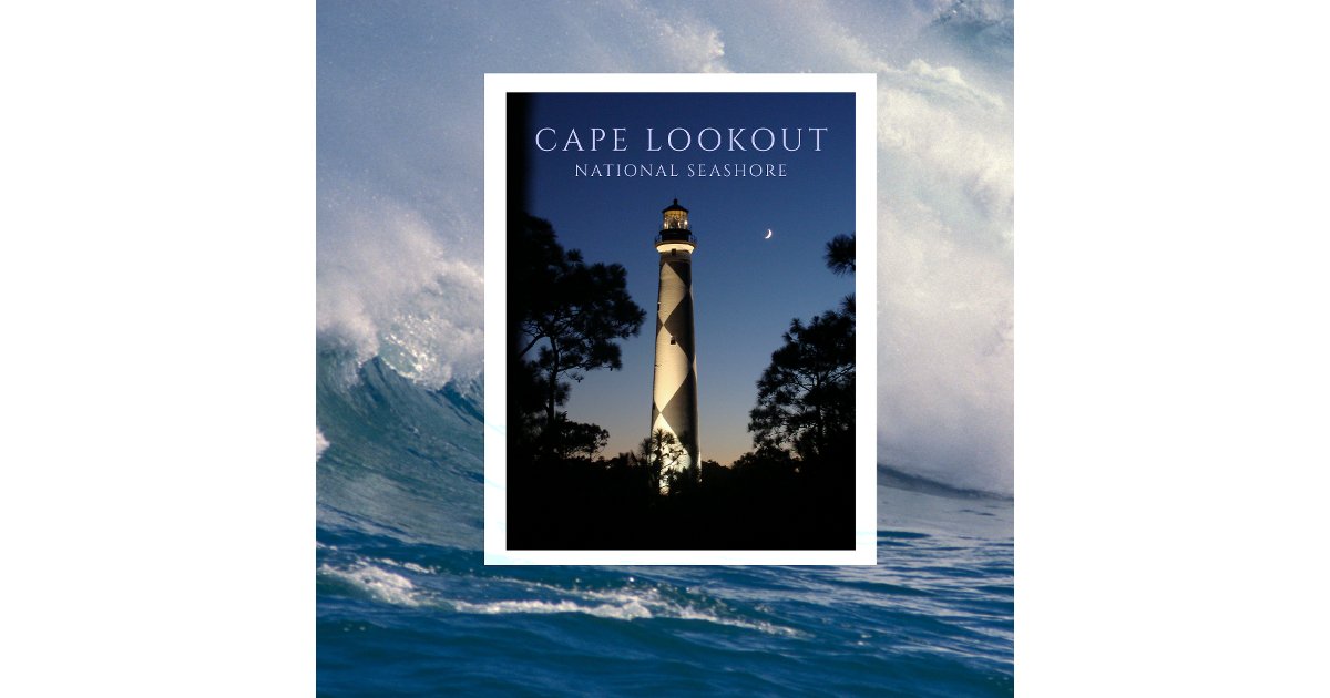 Cape Lookout Lighthouse at Night Postcard | Zazzle