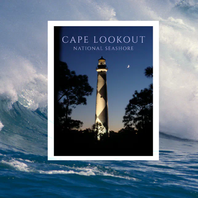 Cape Lookout Lighthouse at Night Postcard | Zazzle