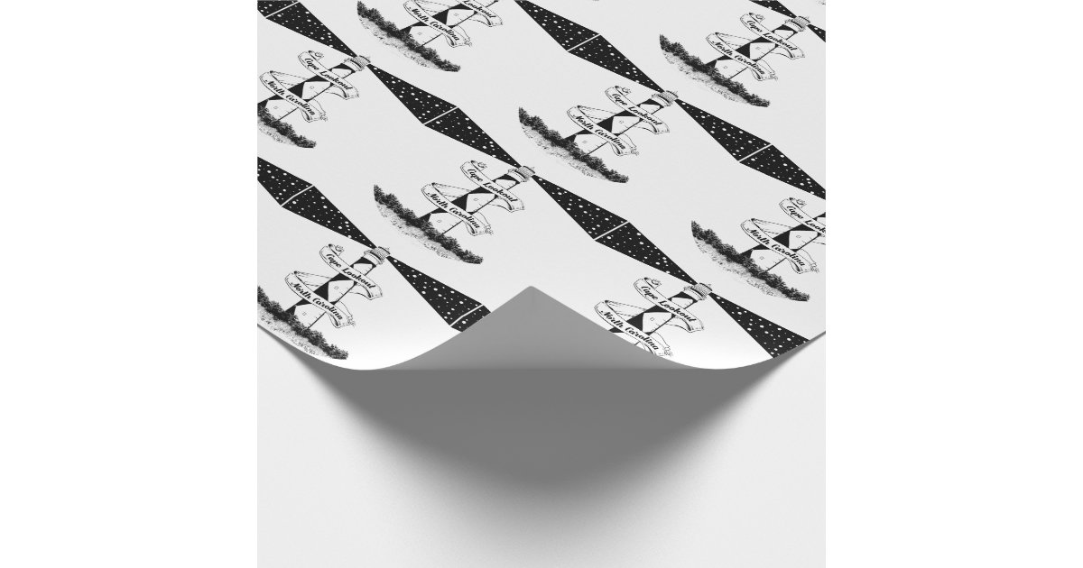 Cape Lookout Lighthouse Black and White Wrapping Paper | Zazzle