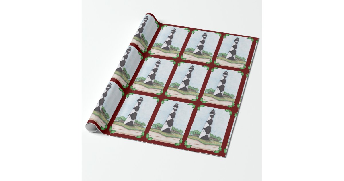 Cape Lookout Lighthouse Christmas Wrapping Paper | Zazzle