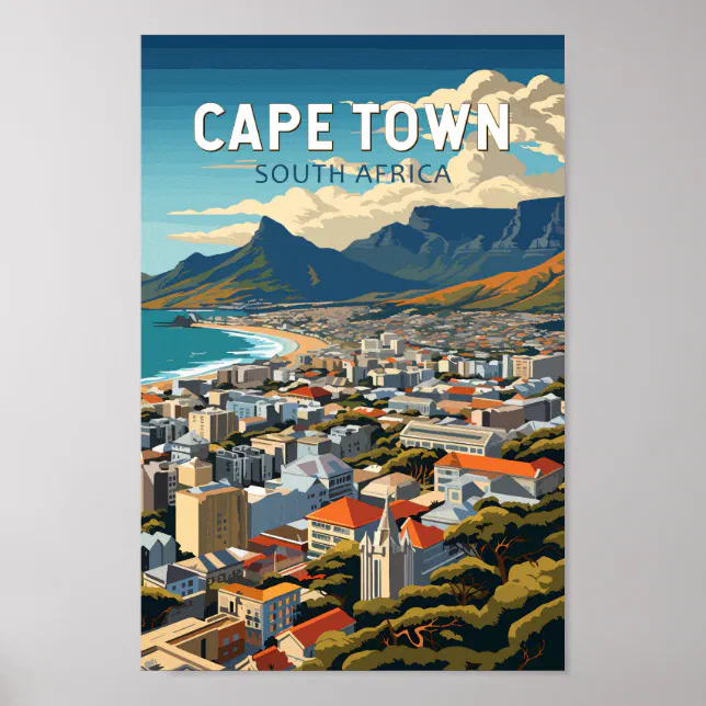 Cape Town South Africa Travel Art Vintage Poster | Zazzle