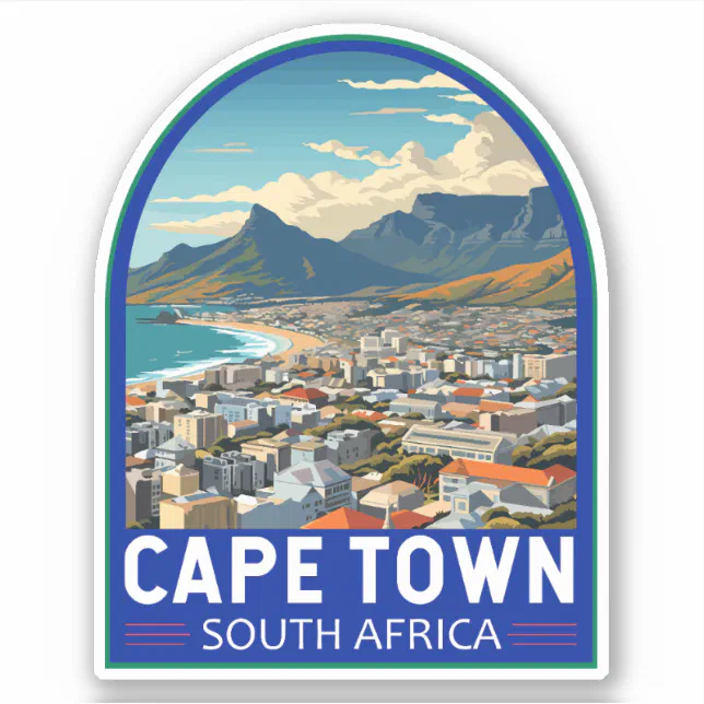 Cape Town South Africa Travel Art Vintage Sticker | Zazzle