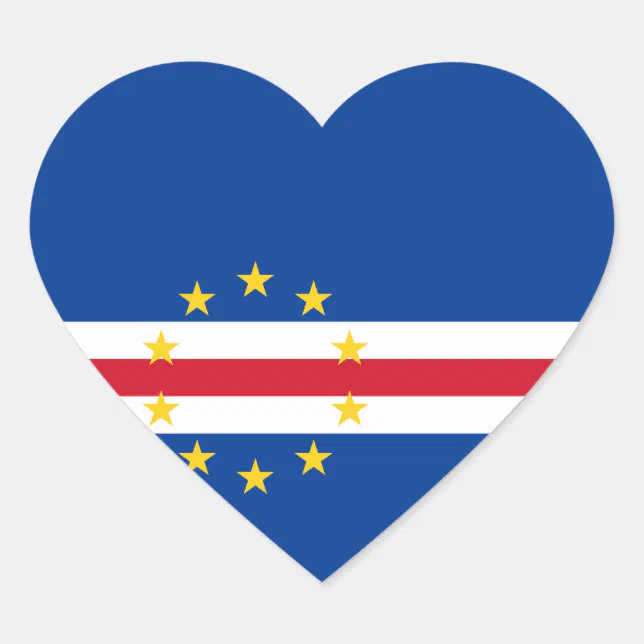 Cape Verde Flag Heart Sticker | Zazzle