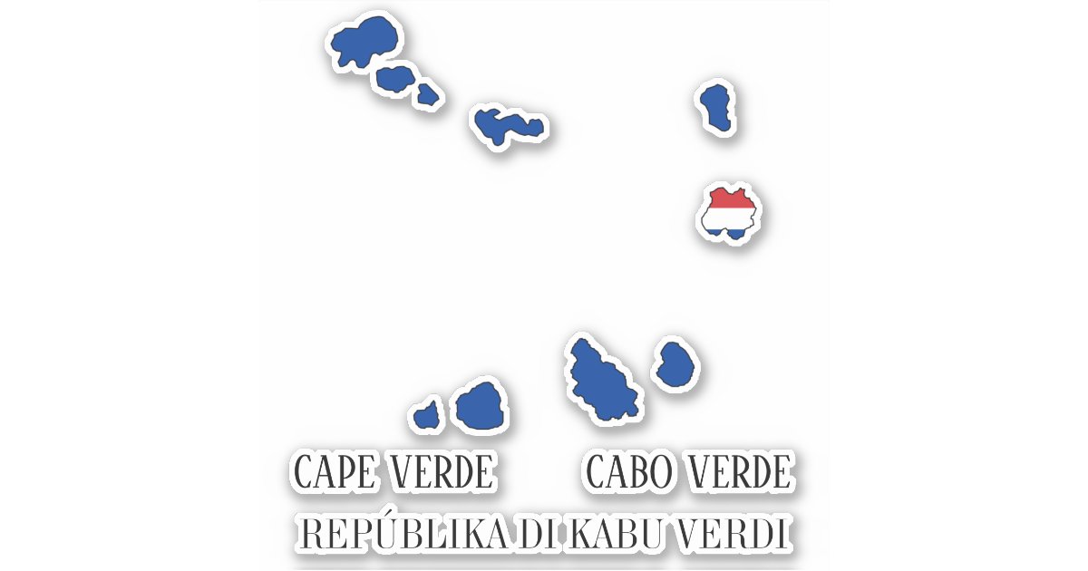 Cape Verde Flag Map Outline Sticker | Zazzle
