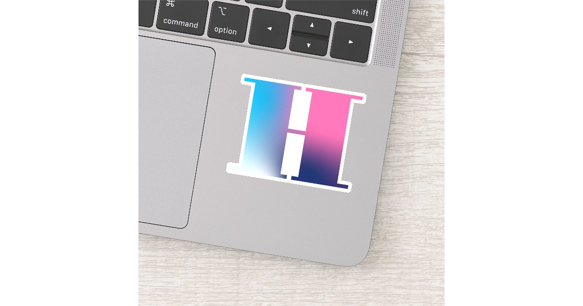 Capital Letter H Monogram Gradient Pink Blue White Sticker | Zazzle