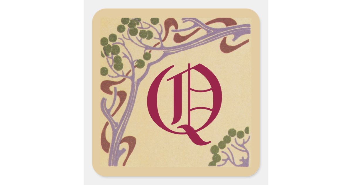 Capital Letter Q Art Nouveau Stickers by Janz | Zazzle
