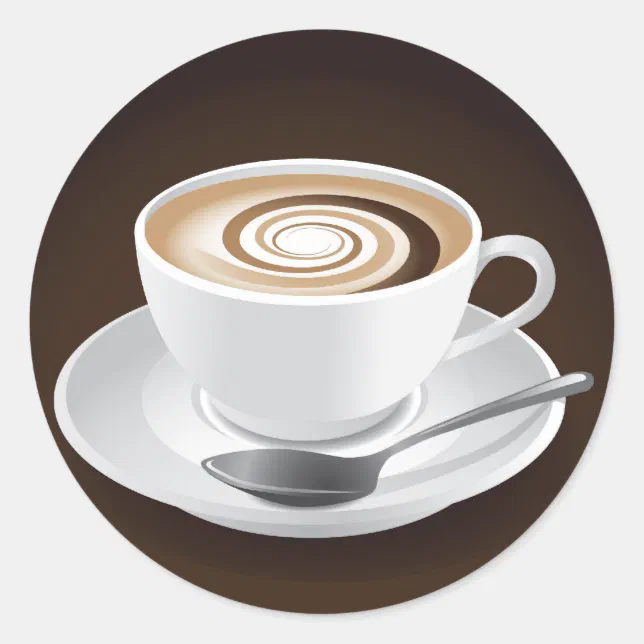 Cappuccino With Swirl Classic Round Sticker | Zazzle