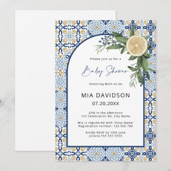 Capri Baby Shower Citrus Italian Baby Shower Invitation | Zazzle