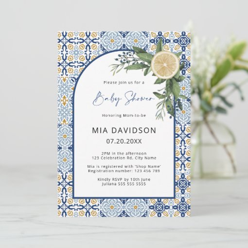 Capri Baby Shower Citrus Italian Baby Shower Invitation | Zazzle