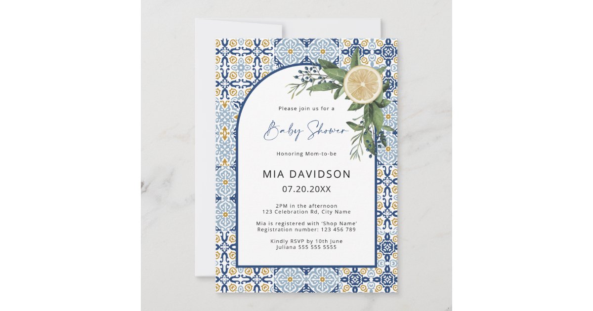Capri Baby Shower Citrus Italian Baby Shower Invitation | Zazzle