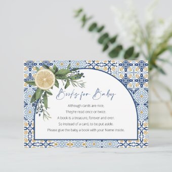 Capri Baby Shower, Citrus Italian, Books for Baby Enclosure Card | Zazzle