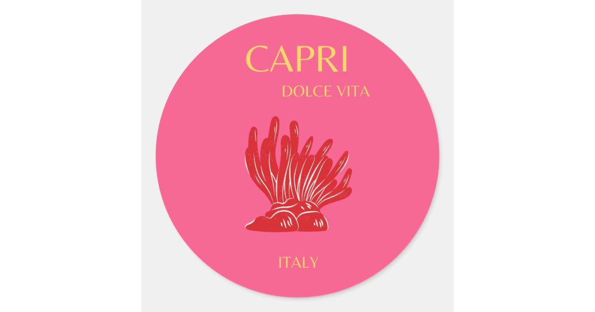 Capri, Italy, Pink Classic Round Sticker | Zazzle