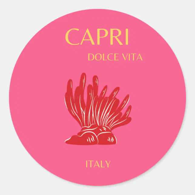 Capri, Italy, Pink Classic Round Sticker | Zazzle