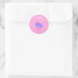 Capri, Italy, Preppy, Pink Classic Round Sticker | Zazzle