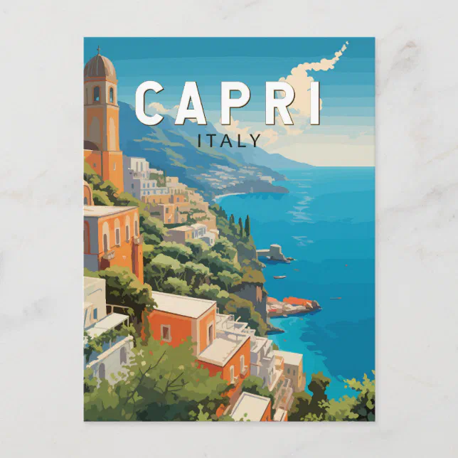 Capri Italy Travel Art Vintage Postcard | Zazzle