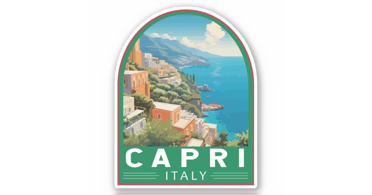 Capri Italy Travel Art Vintage Sticker | Zazzle