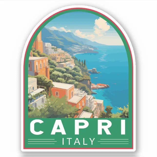 Capri Italy Travel Art Vintage Sticker | Zazzle