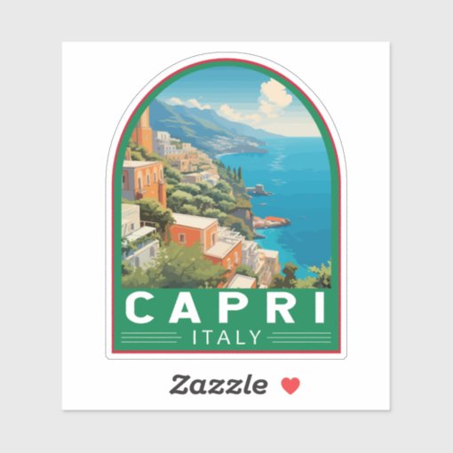 Capri Italy Travel Art Vintage Sticker | Zazzle