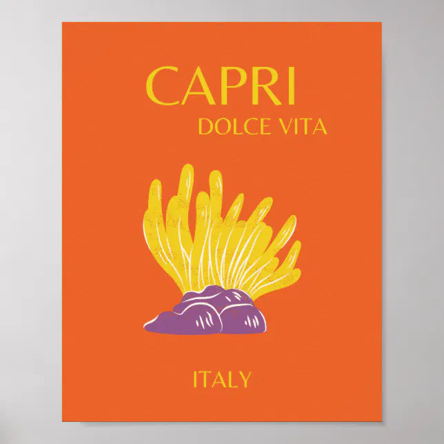 Capri, Italy, Travel, Preppy, Orange Poster | Zazzle