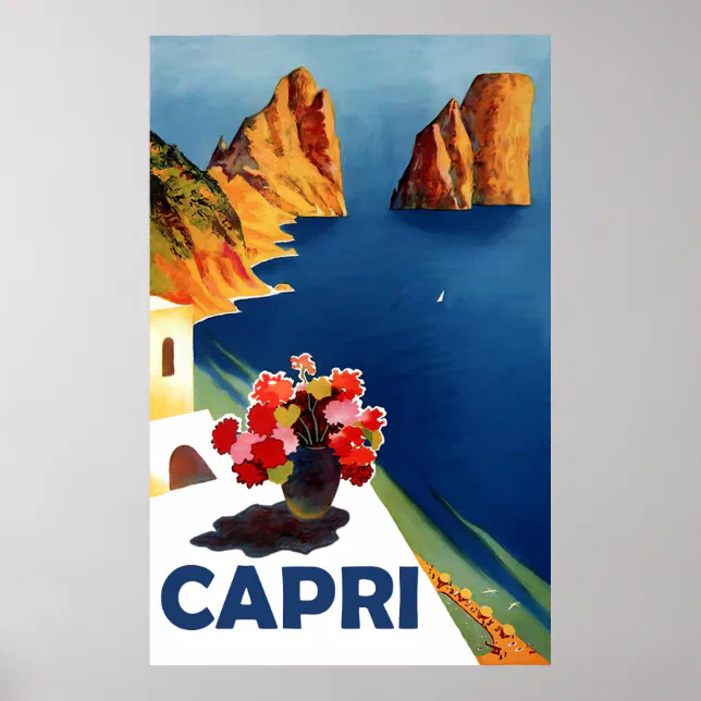 Capri, Italy. Vintage travel Poster | Zazzle