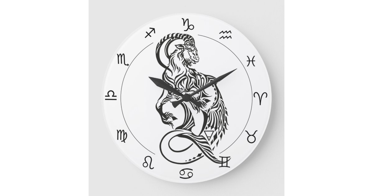 capricorn astrological sign of zodiac large clock | Zazzle