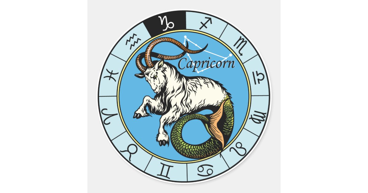 capricorn classic round sticker | Zazzle