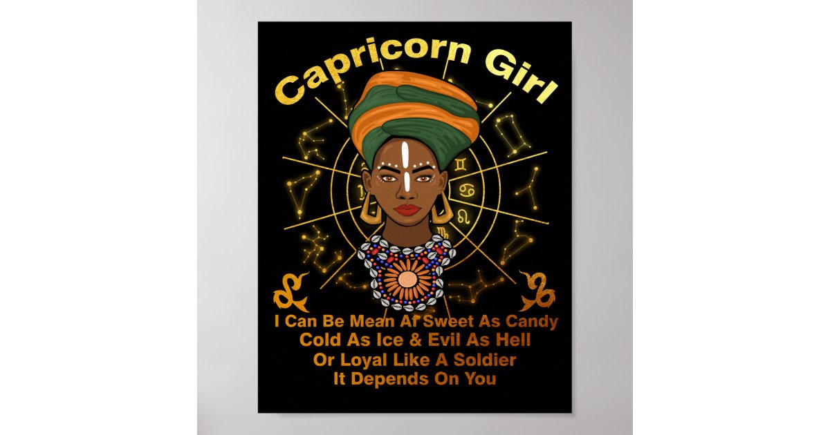 Capricorn Queen Sweet Candy Birthday Black Women Poster | Zazzle