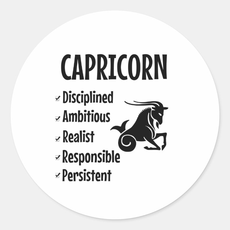 Capricorn sign classic round sticker | Zazzle