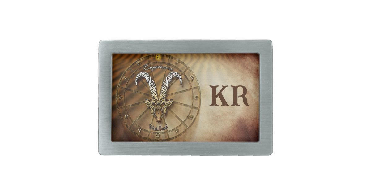 Capricorn Zodiac Astrology Sign Initial Monogram Belt Buckle | Zazzle