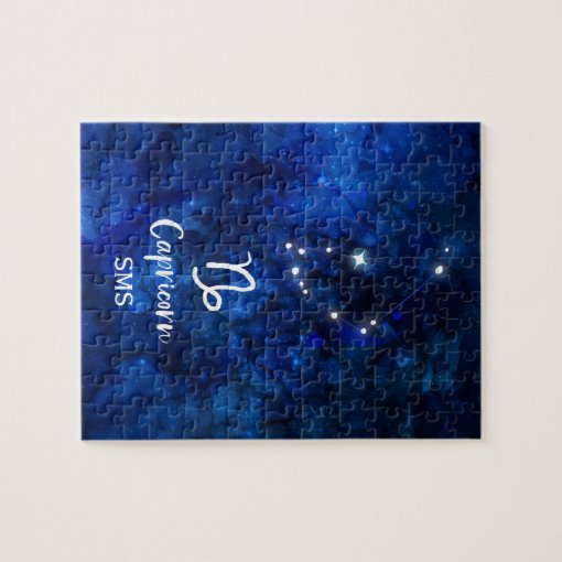 Capricorn Zodiac Constellation Galaxy Sky Monogram Jigsaw Puzzle | Zazzle