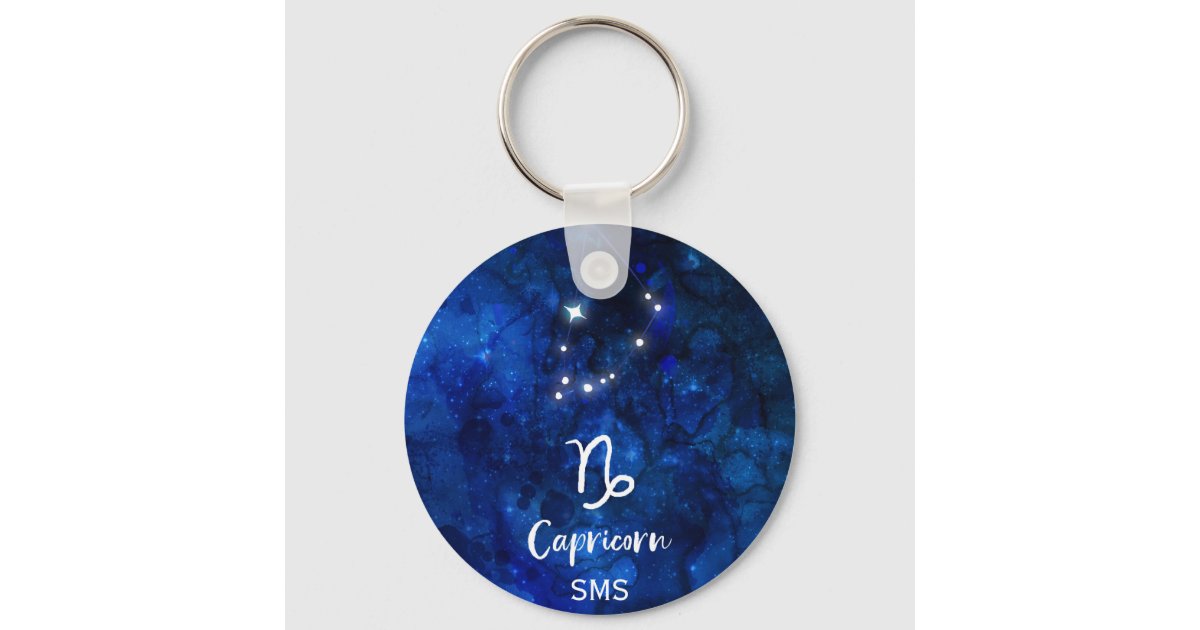 Capricorn Zodiac Constellation Galaxy Sky Monogram Keychain | Zazzle