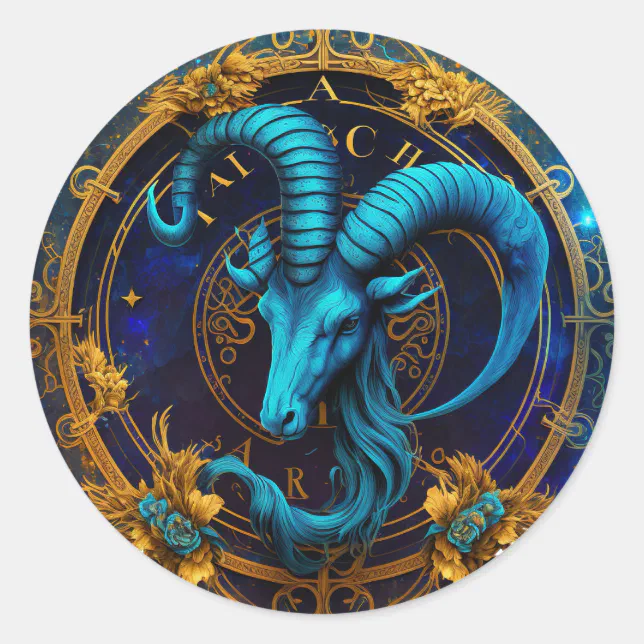 Capricorn Zodiac Graphic Classic Round Sticker | Zazzle