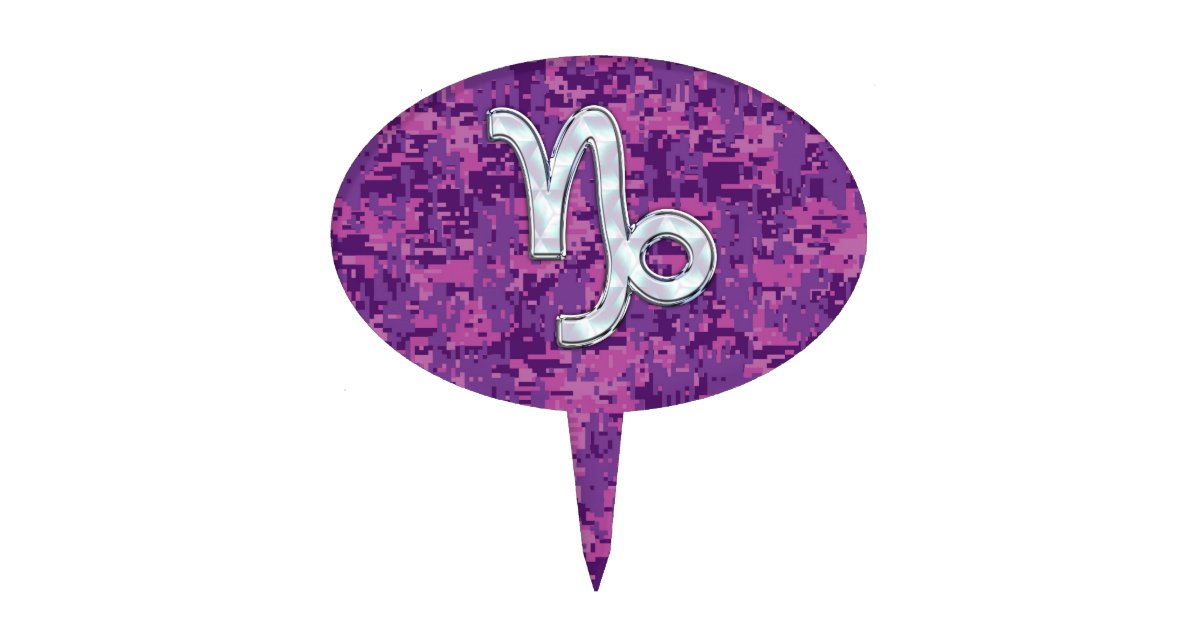 Capricorn Zodiac Sign Pink Digital Camouflage Cake Topper | Zazzle