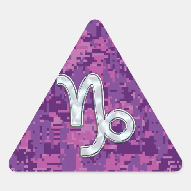 Capricorn Zodiac Sign Pink Digital Camouflage Triangle Sticker | Zazzle
