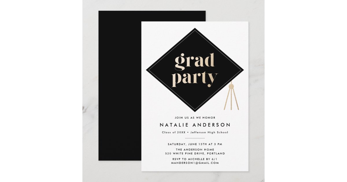 Caps Off Graduation Cap Graduation Party Invitation | Zazzle