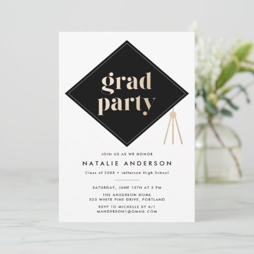 Caps Off Graduation Cap Graduation Party Invitation | Zazzle