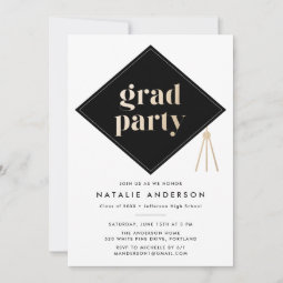 Caps Off Graduation Cap Graduation Party Invitation | Zazzle