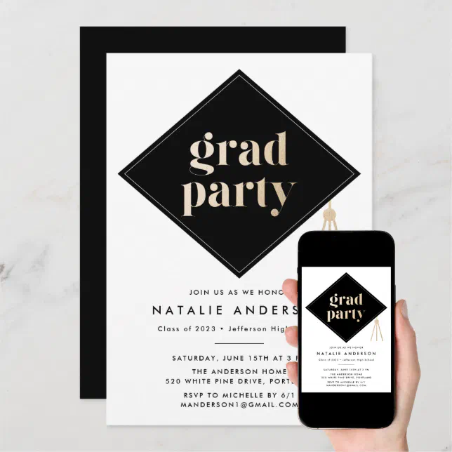 Caps Off Graduation Cap Graduation Party Invitation | Zazzle