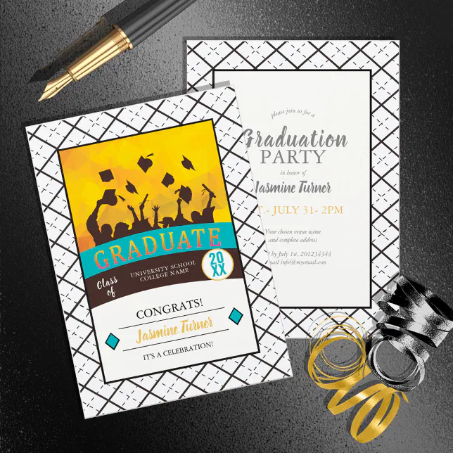 Caps Off Graduation Party ID893 Invitation | Zazzle