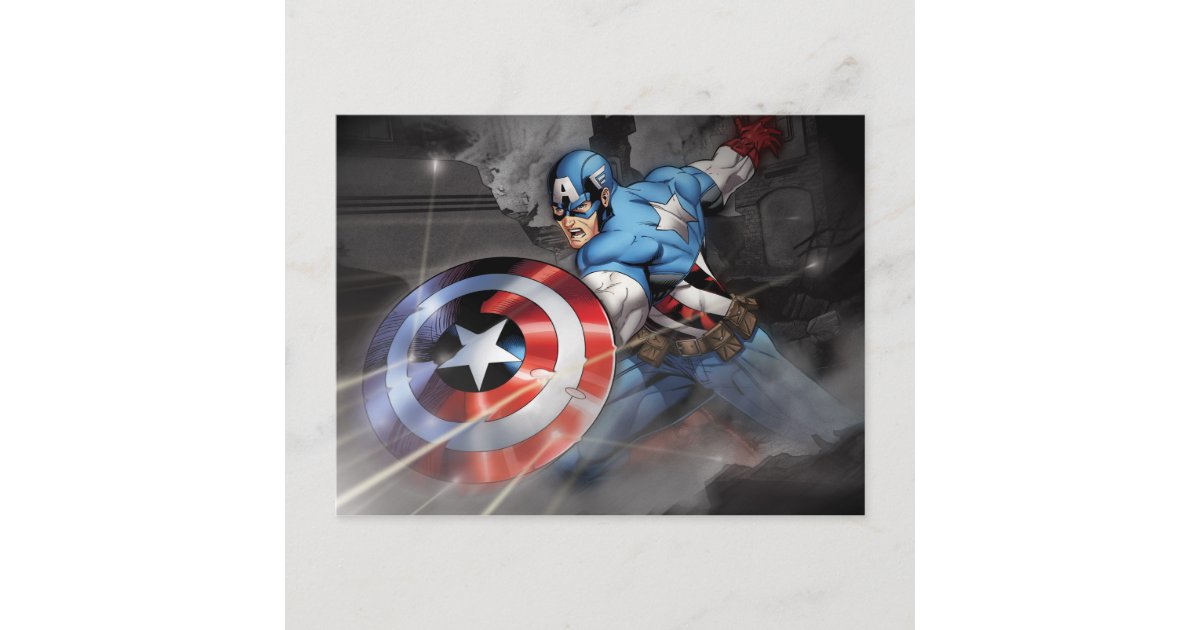 Captain America Deflecting Attack Postcard | Zazzle.com