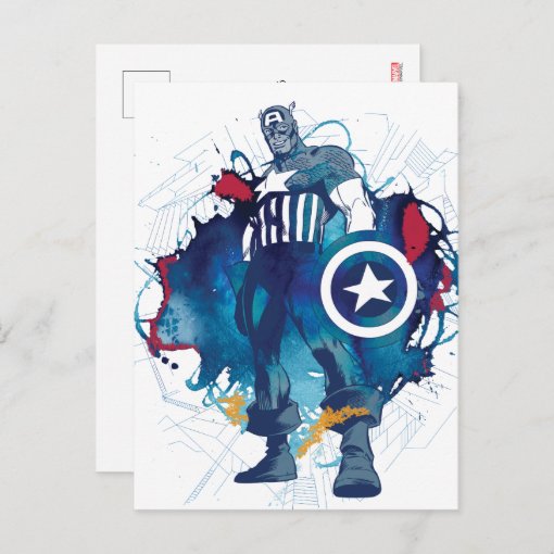 Captain America Ink Splatter Graphic Postcard | Zazzle