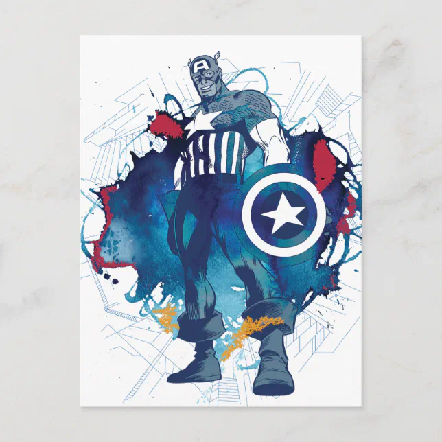 Captain America Ink Splatter Graphic Postcard | Zazzle