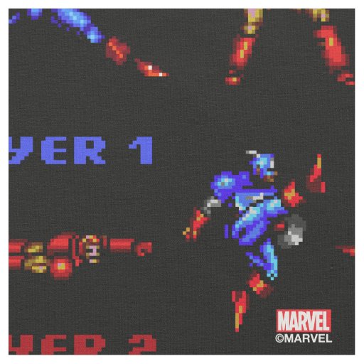 Captain America & Iron Man Player Sprite Pattern Fabric | Zazzle